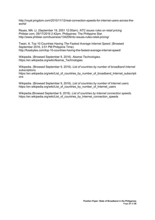 Position Paper - State of Broadband in the Philippines | PDF