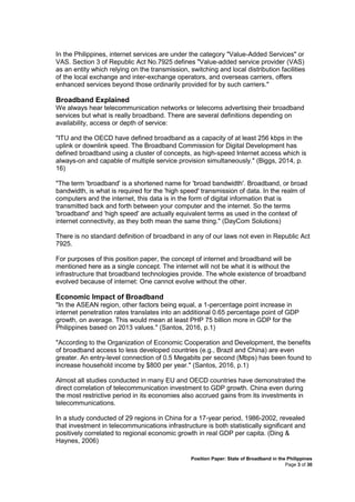 Position Paper - State of Broadband in the Philippines | PDF
