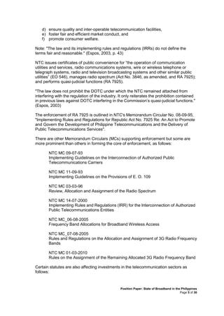 Position Paper - State of Broadband in the Philippines | PDF