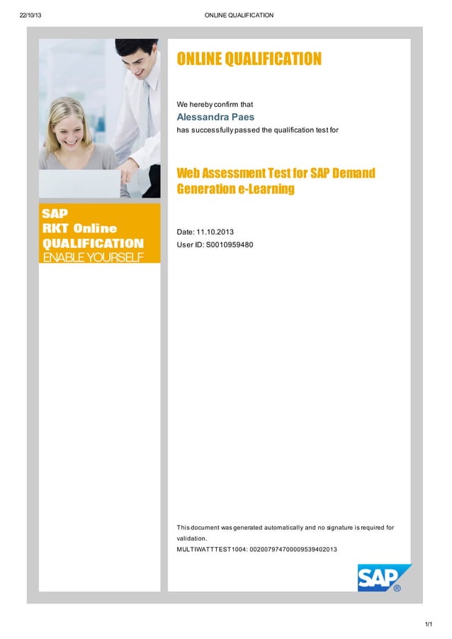 WEB ASSESSMENT TEST FOR SAP DEMAND GENERATION E-LEARNING | PDF ...