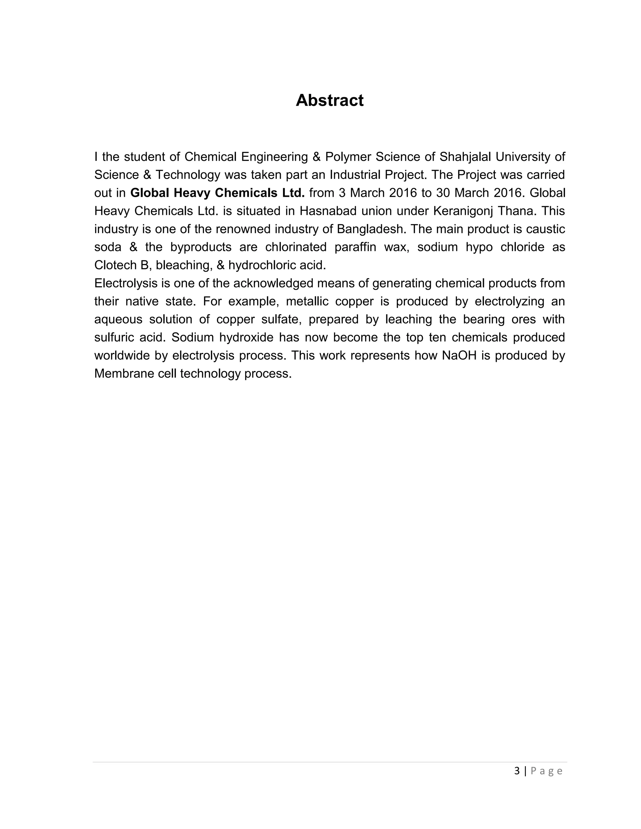 Project paper on Chlor-Alkali process | PDF