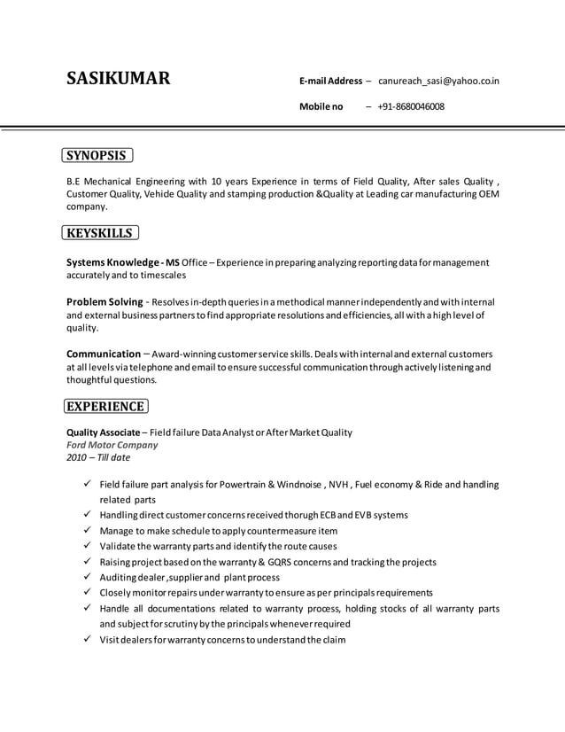 SASIKUMAR | DOCX | Automotive Industry | Industries