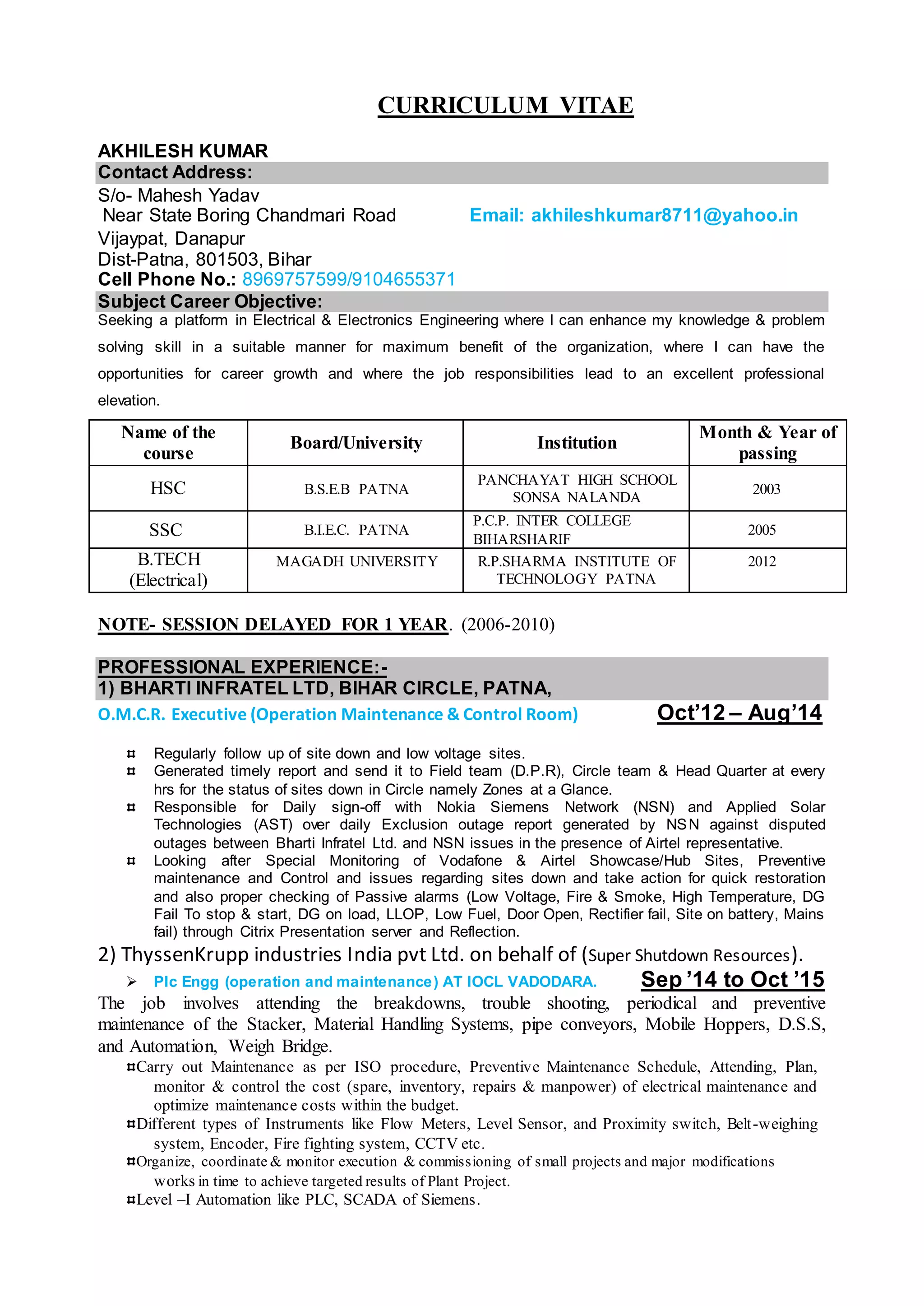 Akhilesh Kumar-CV | PDF