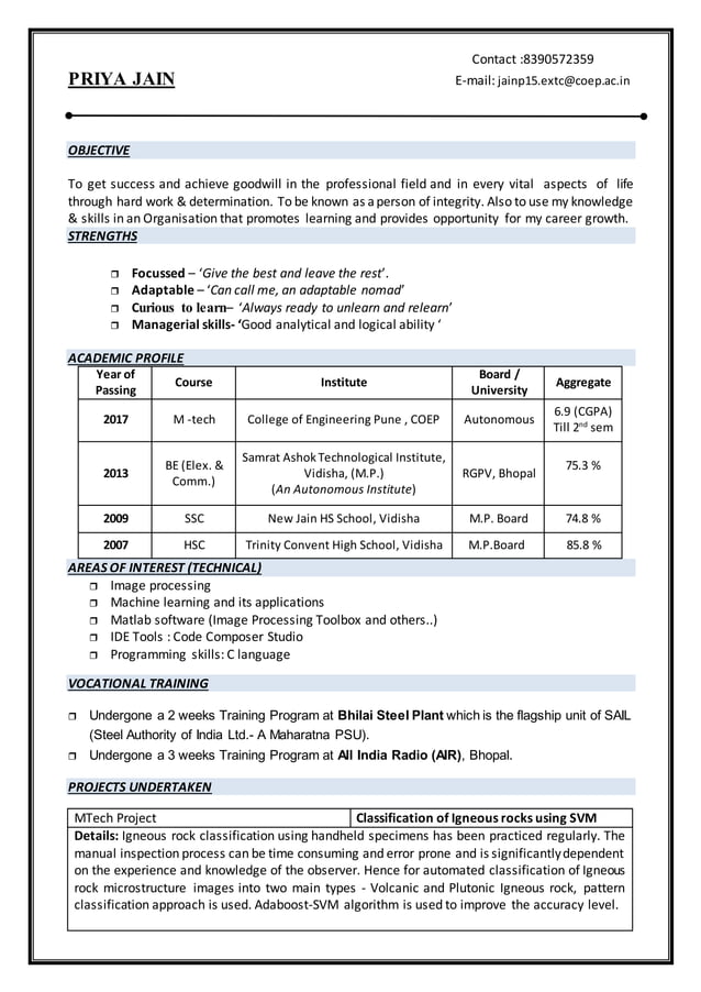 priya resume final | DOCX | Technology & Computing