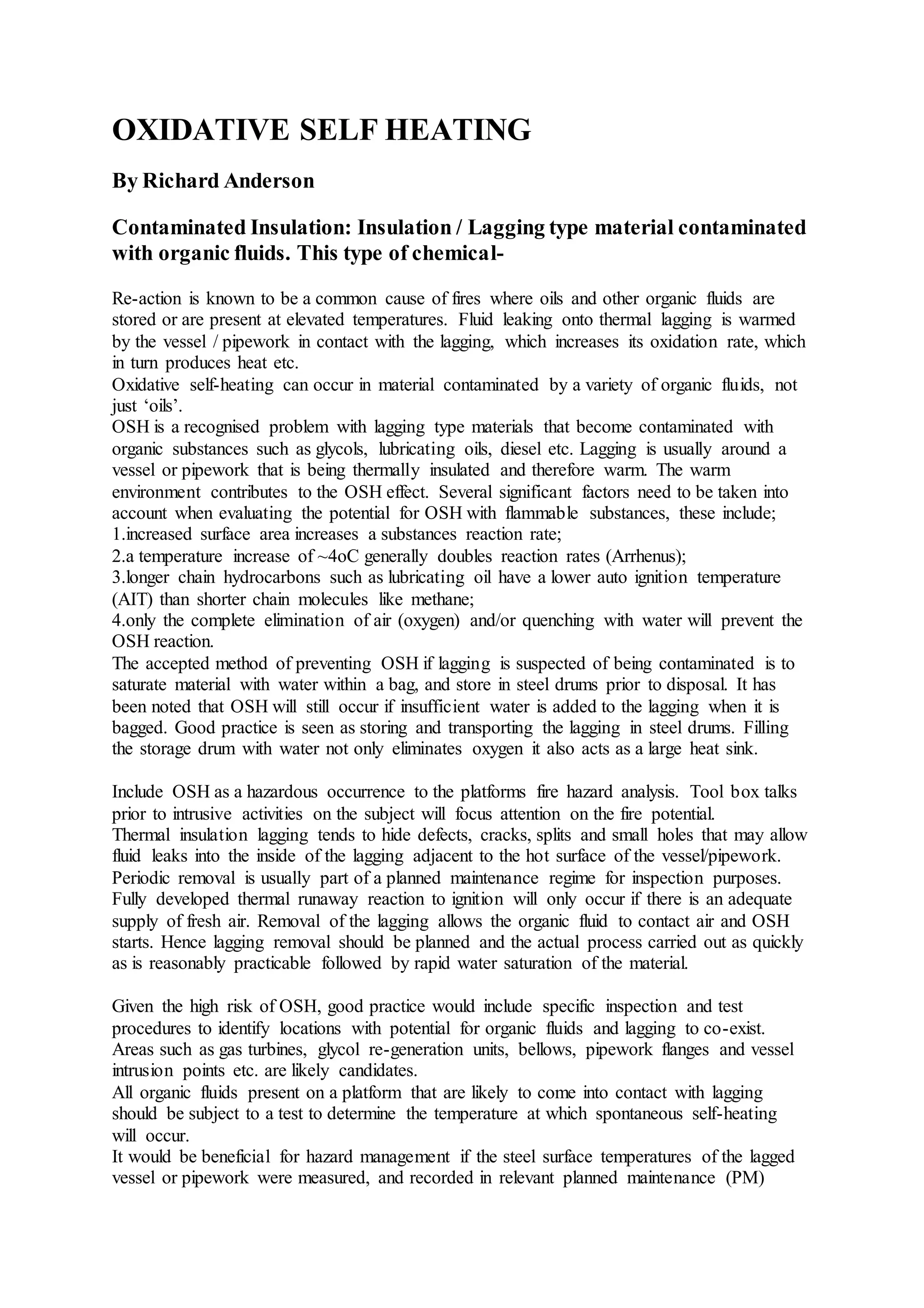 OXIDATIVE SELF HEATING | DOCX