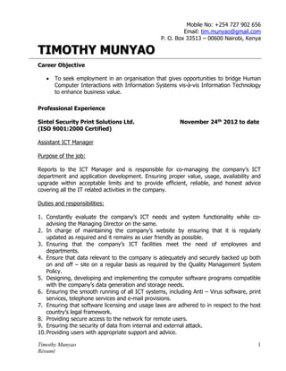 Timothy CV | PDF