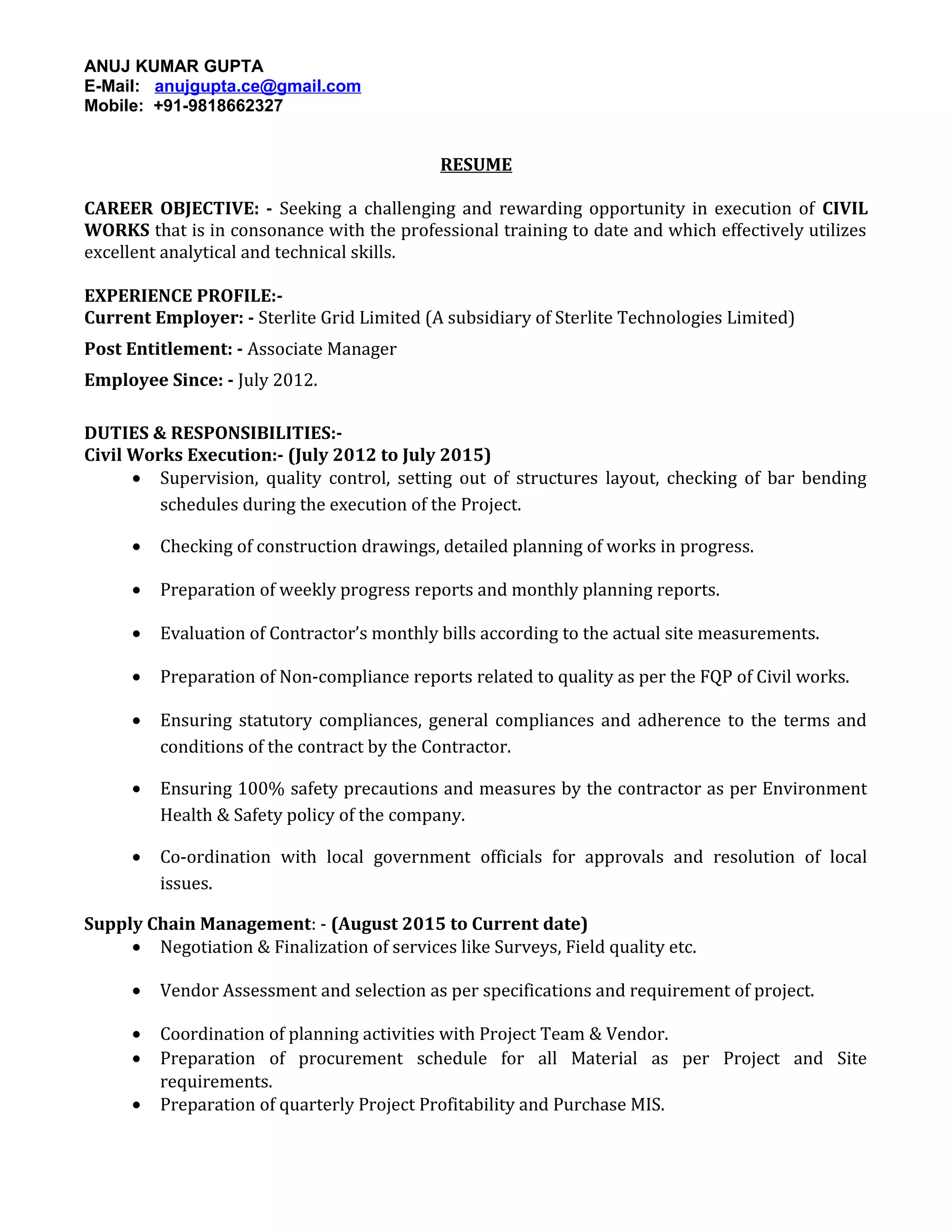 Resume Anuj Gupta | DOC