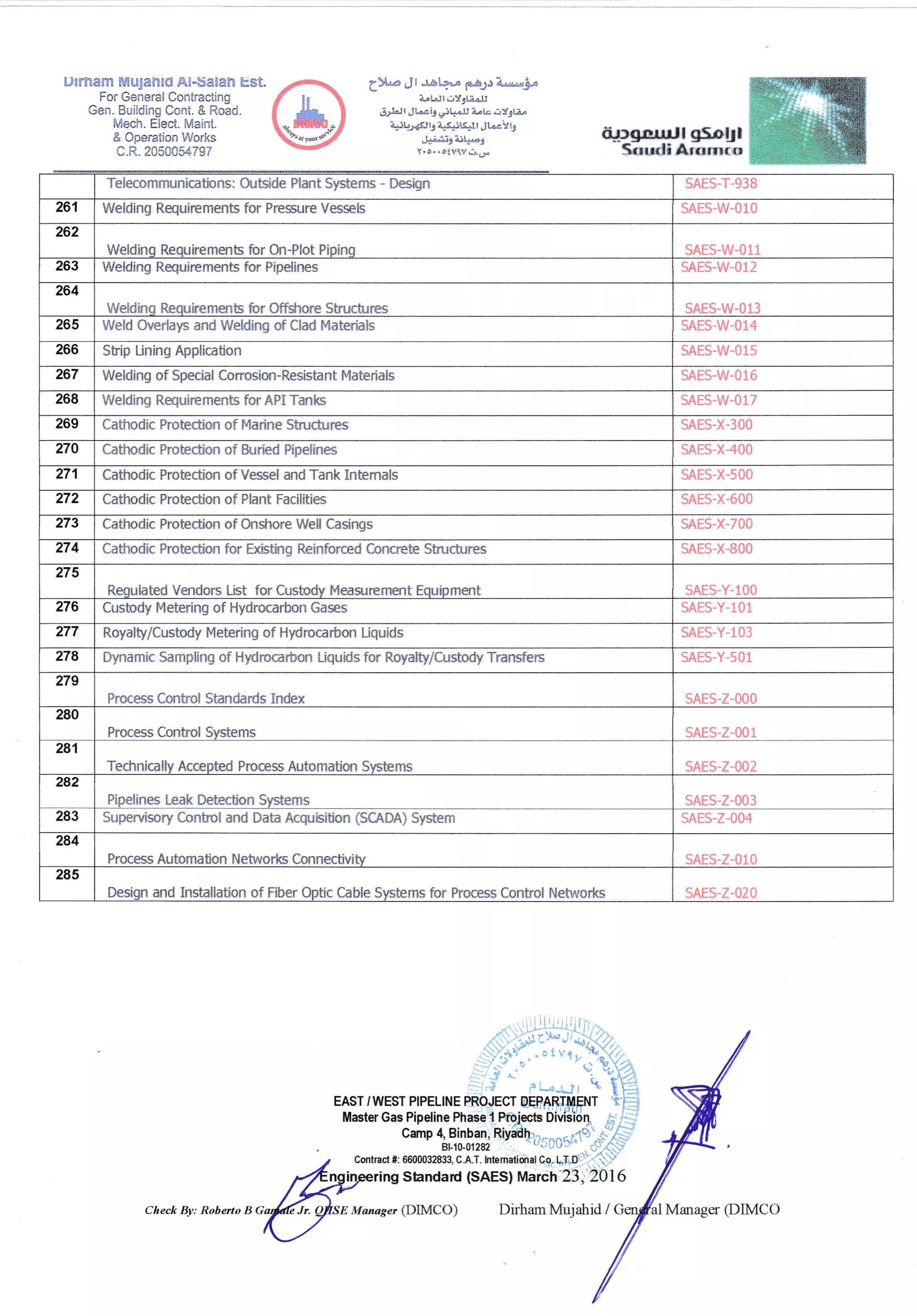 Saudi Aramco Engineering Standard (SAES) 9 | PDF
