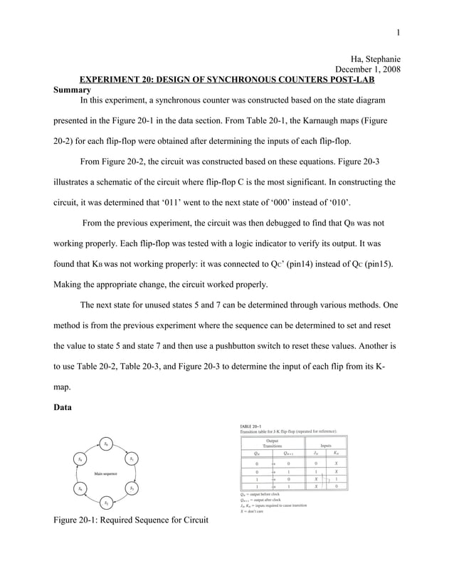 [EXPERIMENT20] DeSIGN OF SYNCHRONOUS COUNTERS | PDF