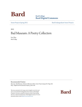 Bad Museum_ A Poetry Collection | PDF