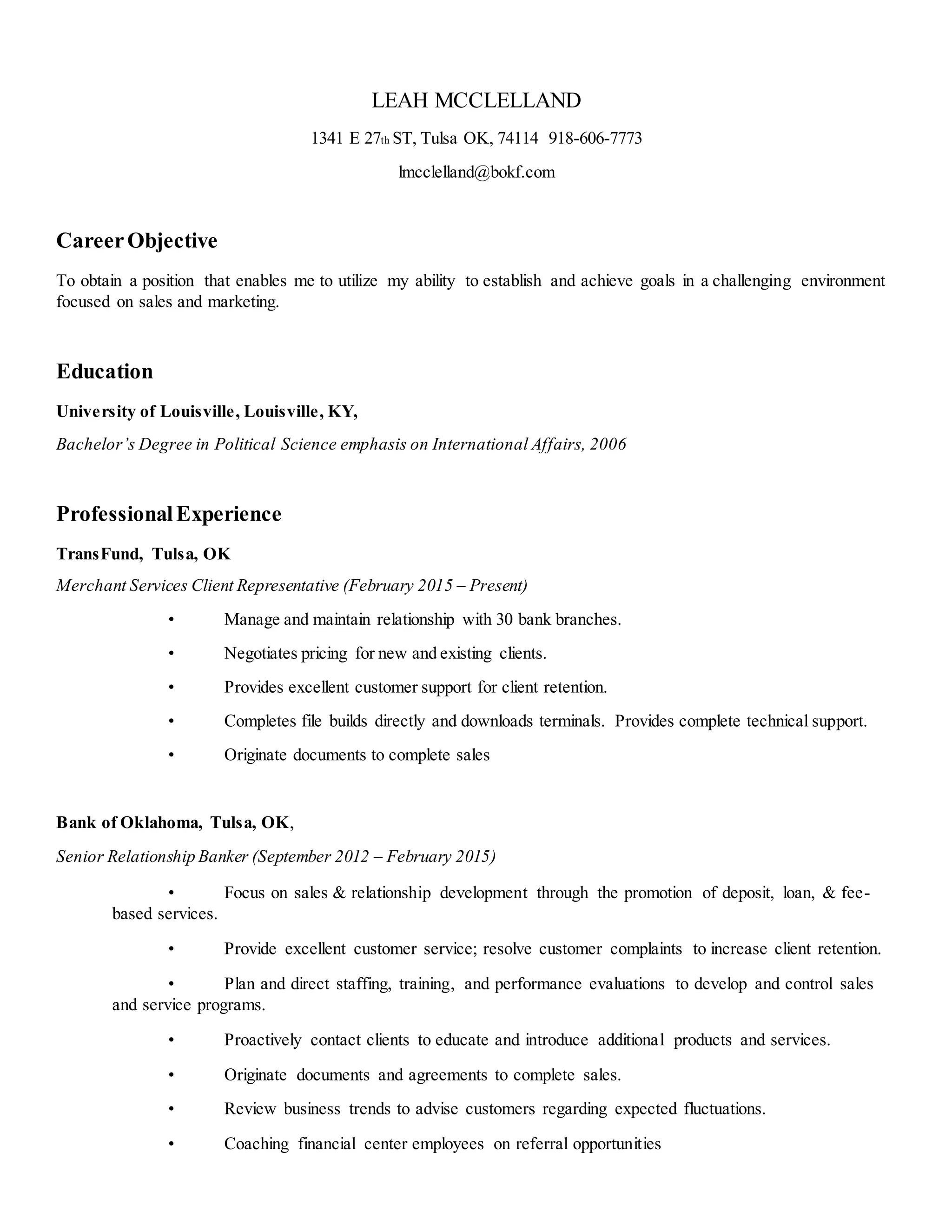 Leah McClelland - Resume | DOCX