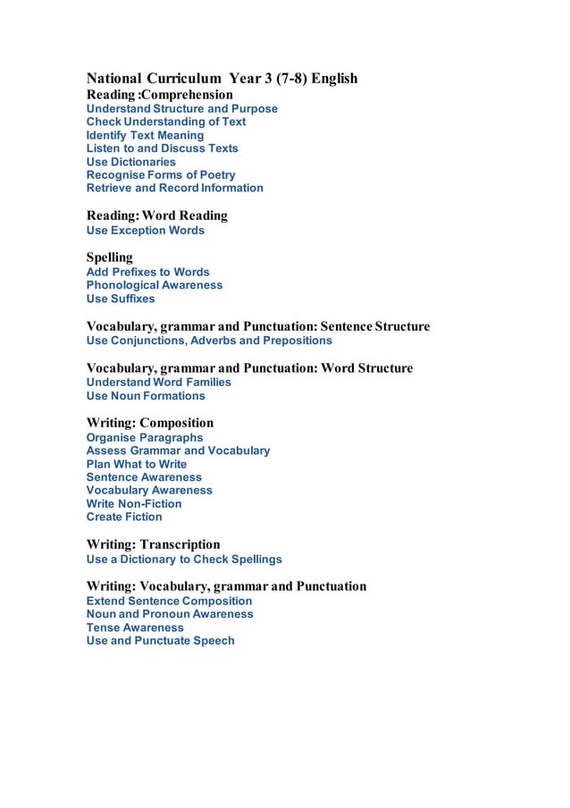 National Curriculum English Years 3, 4, 5 and 6 | DOCX