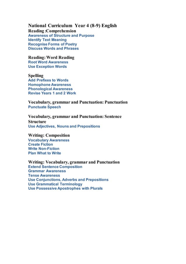 National Curriculum English Years 3, 4, 5 and 6 | DOCX