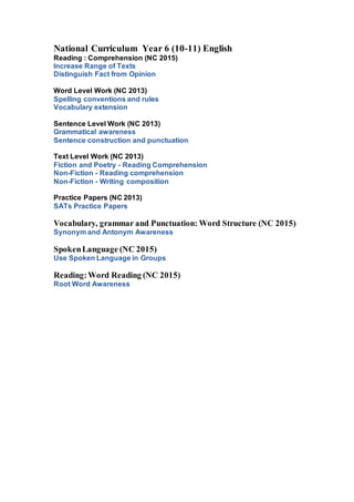 National Curriculum English Years 3, 4, 5 and 6 | DOCX