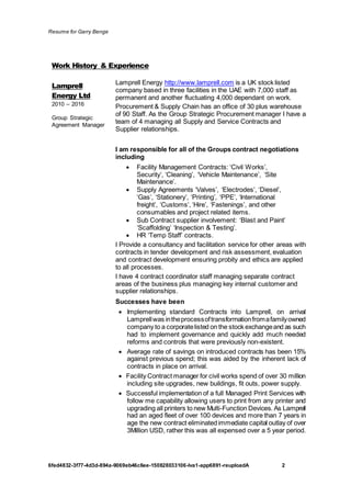 Resume Garry Benge 2016 | DOCX | Business Administration | Business