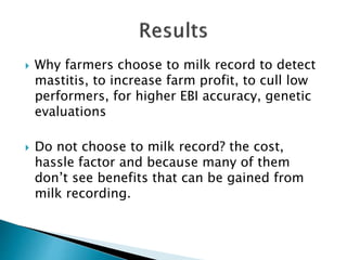 Final Year project- Value of milk recording | PPTX