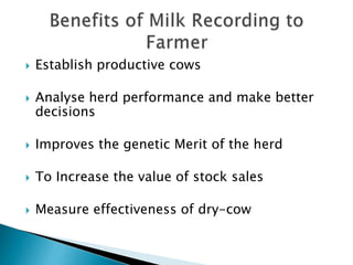 Final Year project- Value of milk recording | PPTX