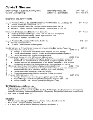 Cal_Stevens_Resume_13Nov14 | PDF | Human Resources | Business