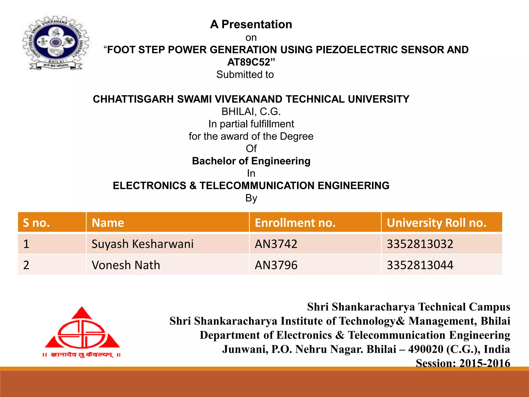 Footstep power generation | PPTX
