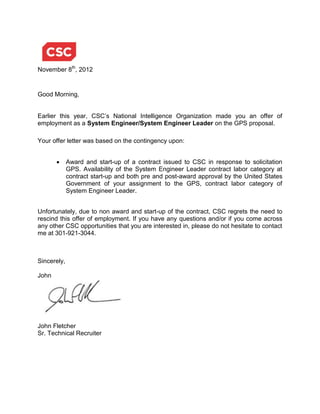 GPS Rescind offer letter | PDF