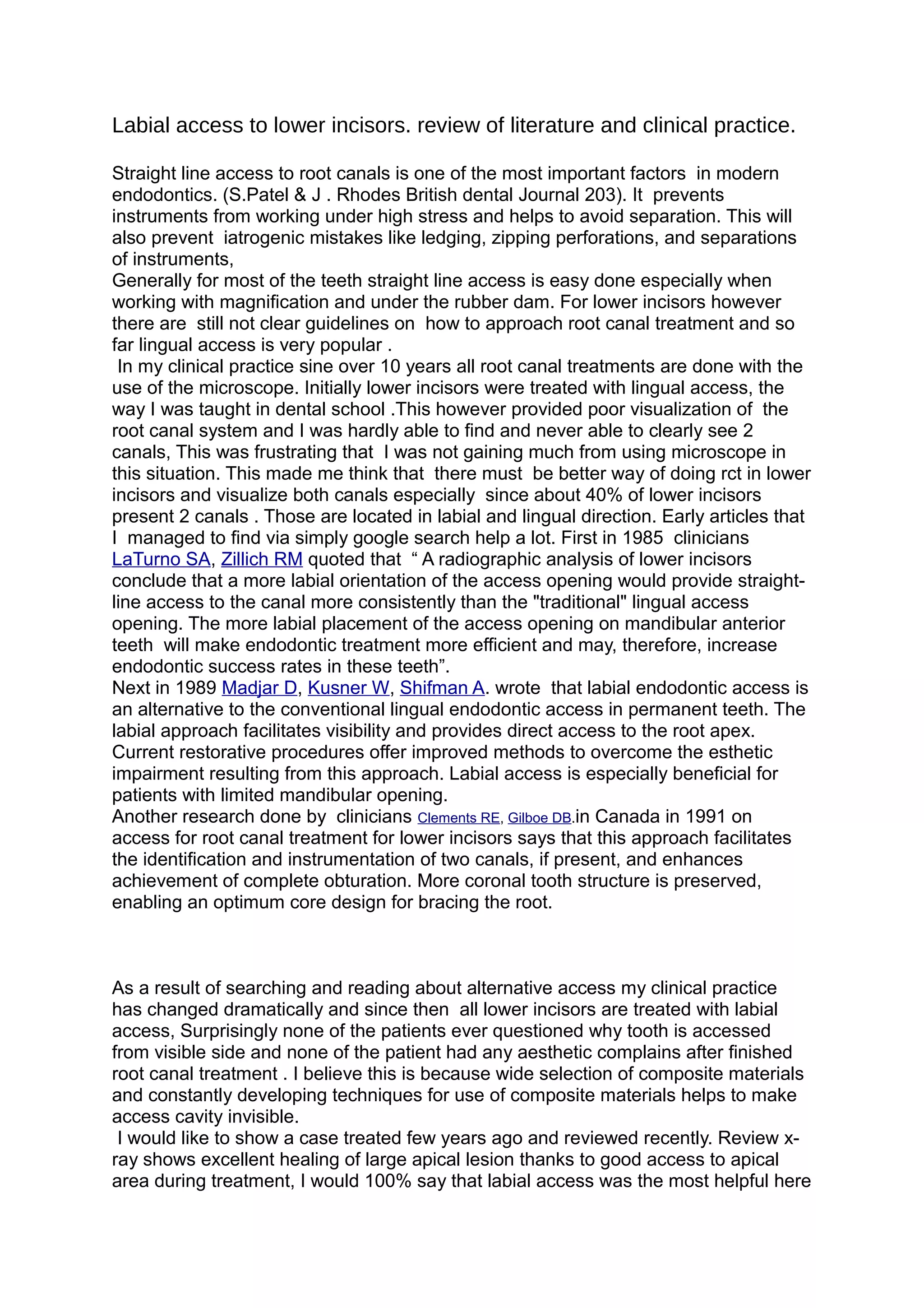 Labial access to lower incisors | DOC