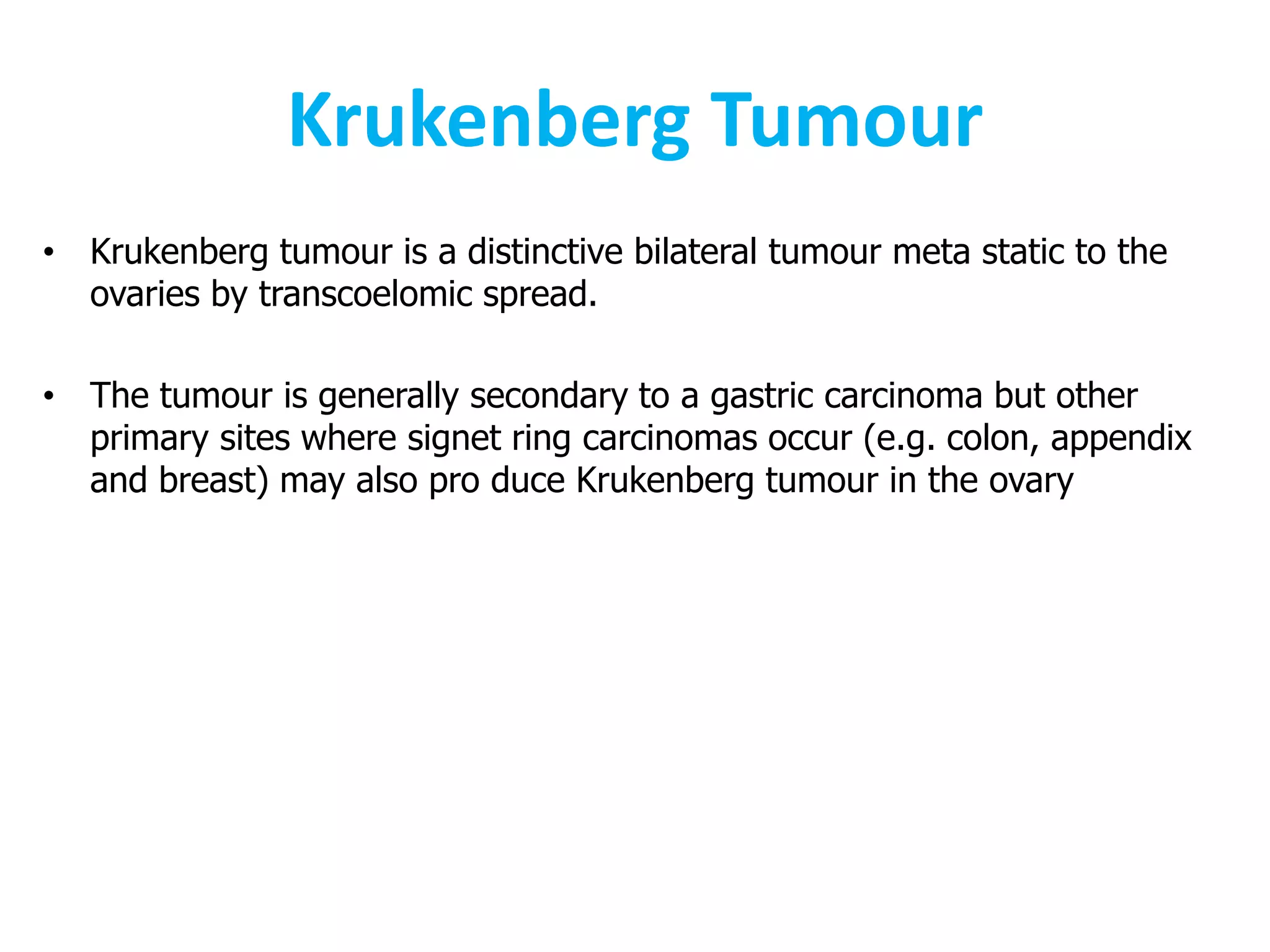 FEMALE GENITAL TRACT: OVARIAN TUMOURS | PPTX