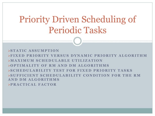Priority Driven Scheduling Of Periodic Tasks Ppt 