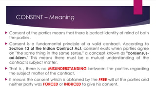 free consent under Indian contract Act 1872 | PPTX