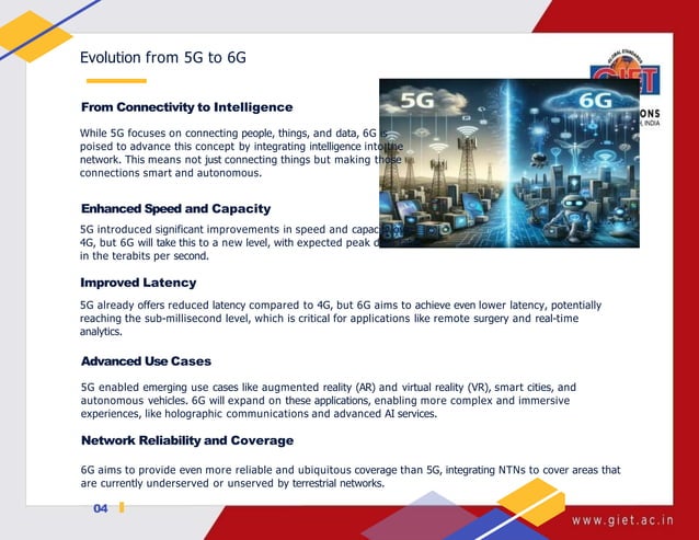 6g-report for seminar for B.tech, M.tech, MCA students 2023-24 | PPTX | Internet | Computing