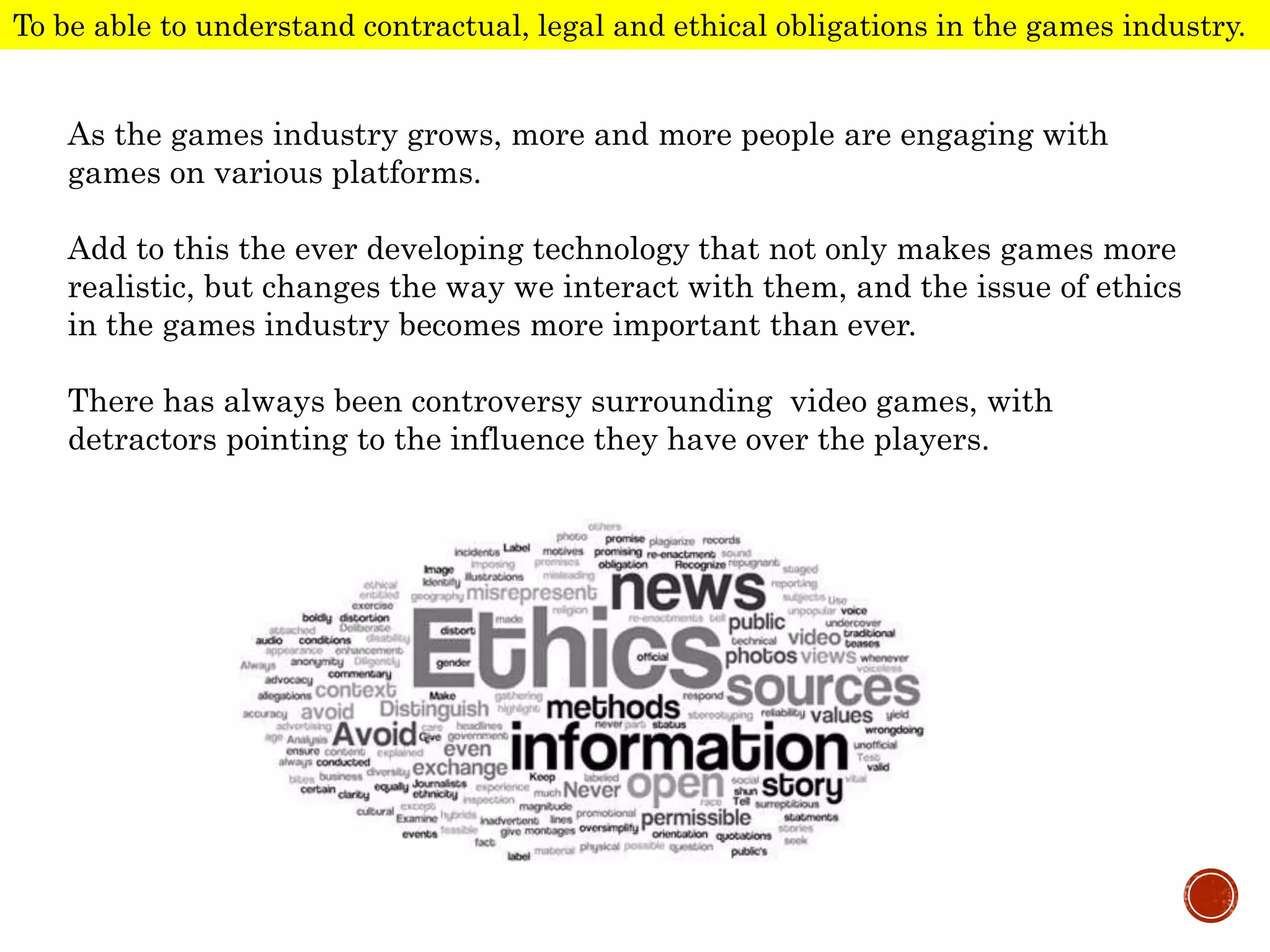 Ethical issues in the Games industry | PPTX