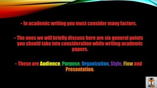 6 general points to consider in academic writing - TCFEX's Research ...