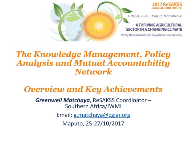 Overview and Key Achievements of the Knowledge Management, Policy ...