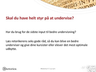 Gode råd til undervisningsteknik | PPT