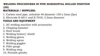 6 GROOVE PIPE IN WELDING POSITION FOR SMAW | PPTX