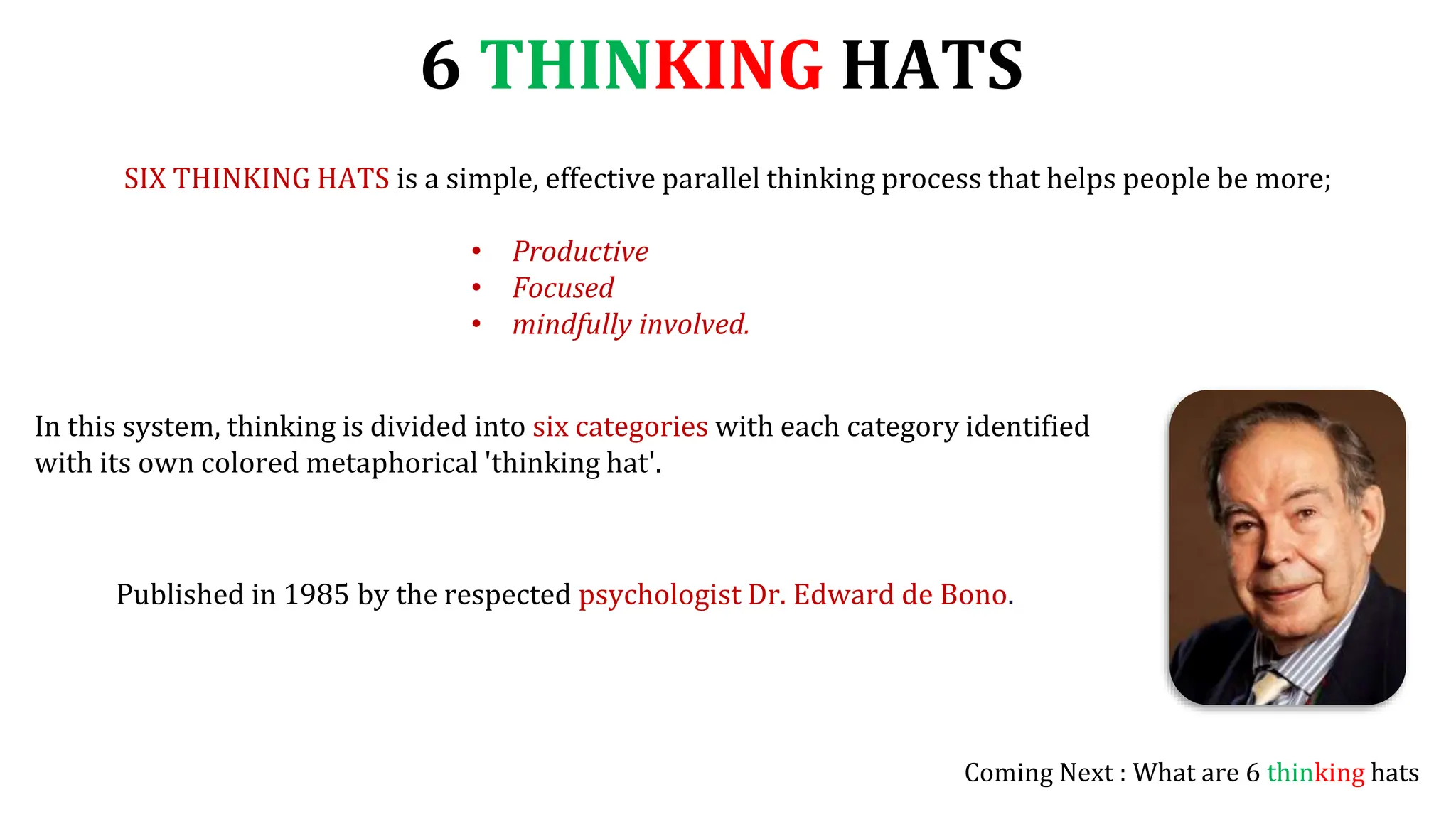 6 Thinking Hats /Concepts with Examples.pptx