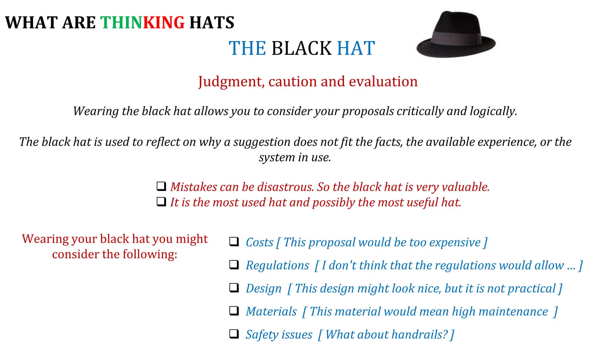 6 Thinking Hats /Concepts with Examples.pptx