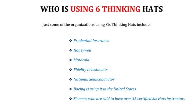6 Thinking Hats /Concepts with Examples.pptx