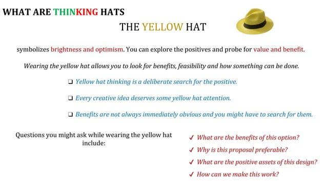 6 Thinking Hats /Concepts with Examples.pptx
