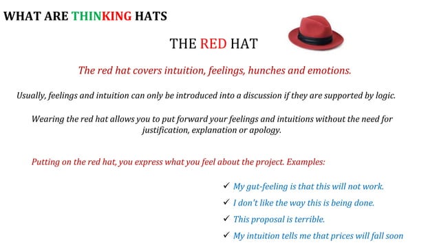 6 Thinking Hats /Concepts with Examples.pptx