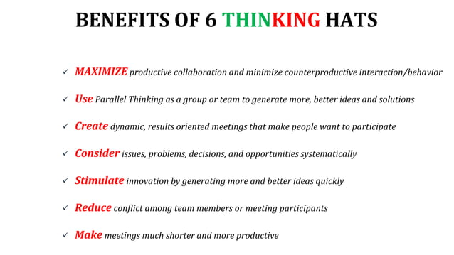 6 Thinking Hats /Concepts with Examples.pptx