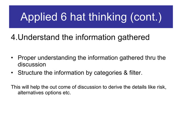 How to apply 6 Hat Thinking ` | PPT