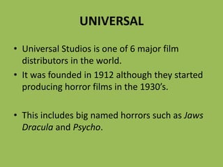 6) horror film institutions | PPTX