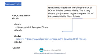 6 html links | PPTX | Web Design and HTML | Internet