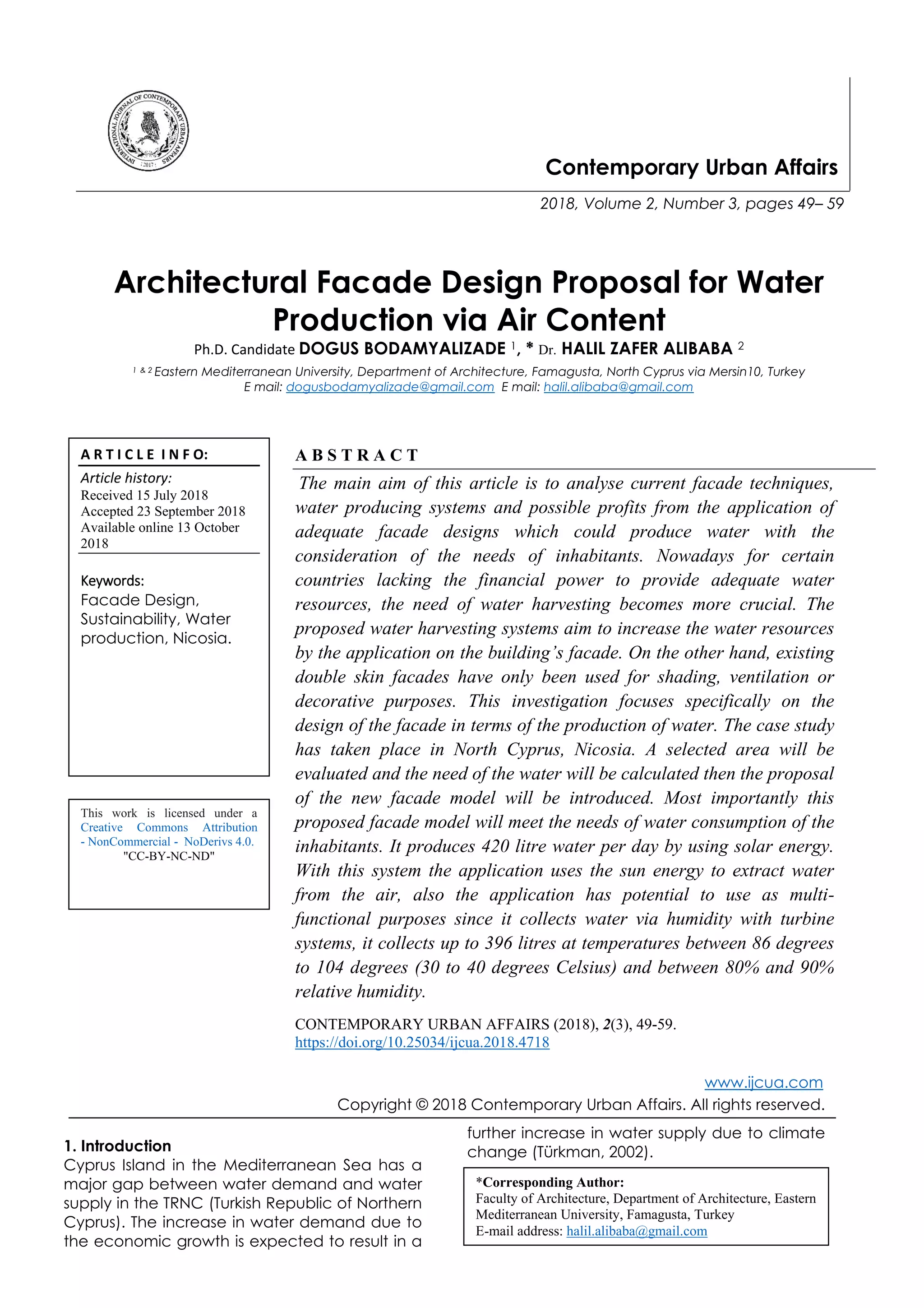 Architectural Facade Design Proposal for Water Production via Air Content | PDF