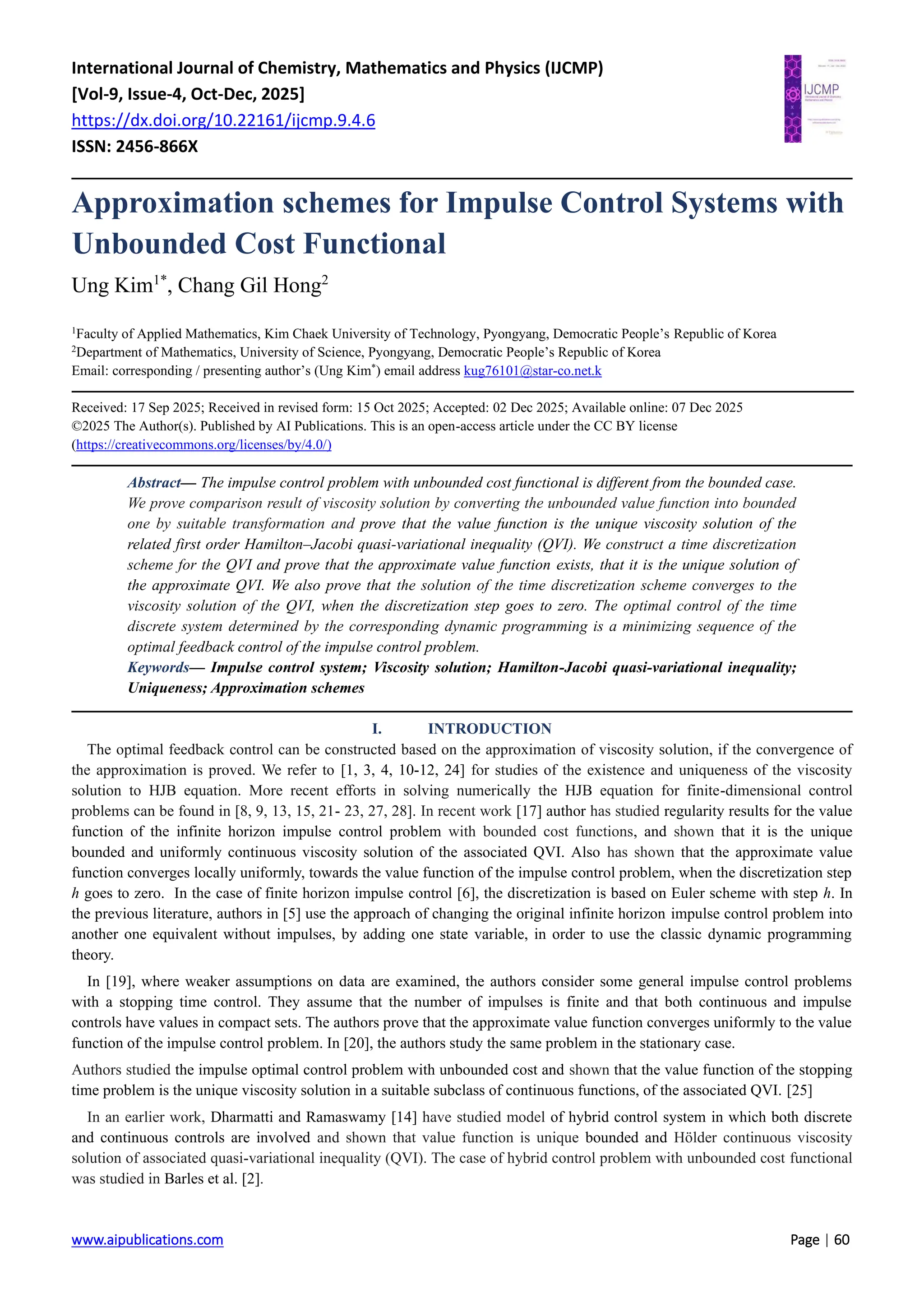 Approximation schemes for Impulse Control Systems with Unbounded Cost ...