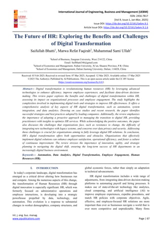 The Future of HR: Exploring the Benefits and Challenges of Digital ...