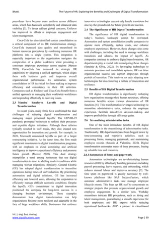 The Future of HR: Exploring the Benefits and Challenges of Digital Transformation | PDF