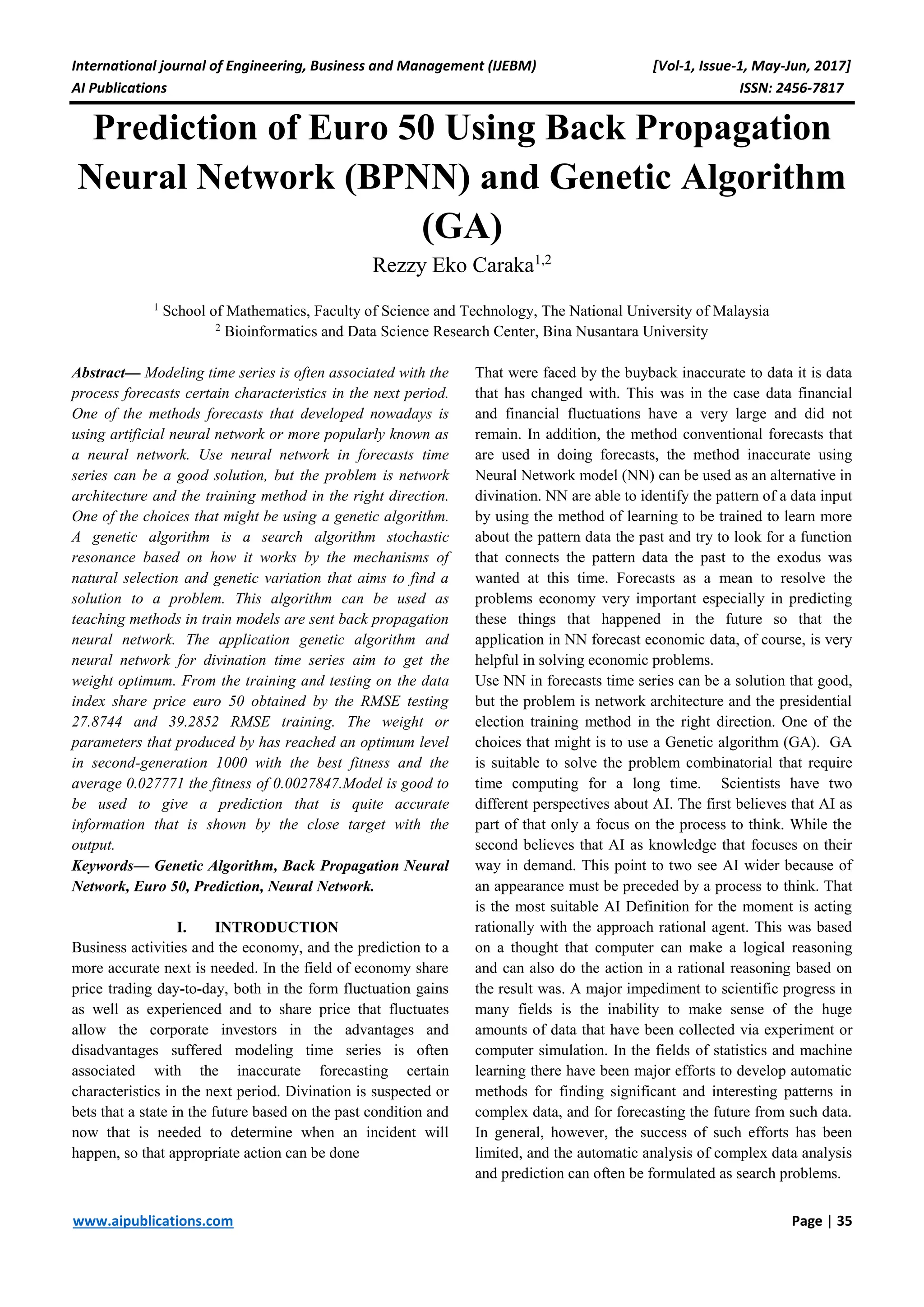 Prediction of Euro 50 Using Back Propagation Neural Network (BPNN) and ...