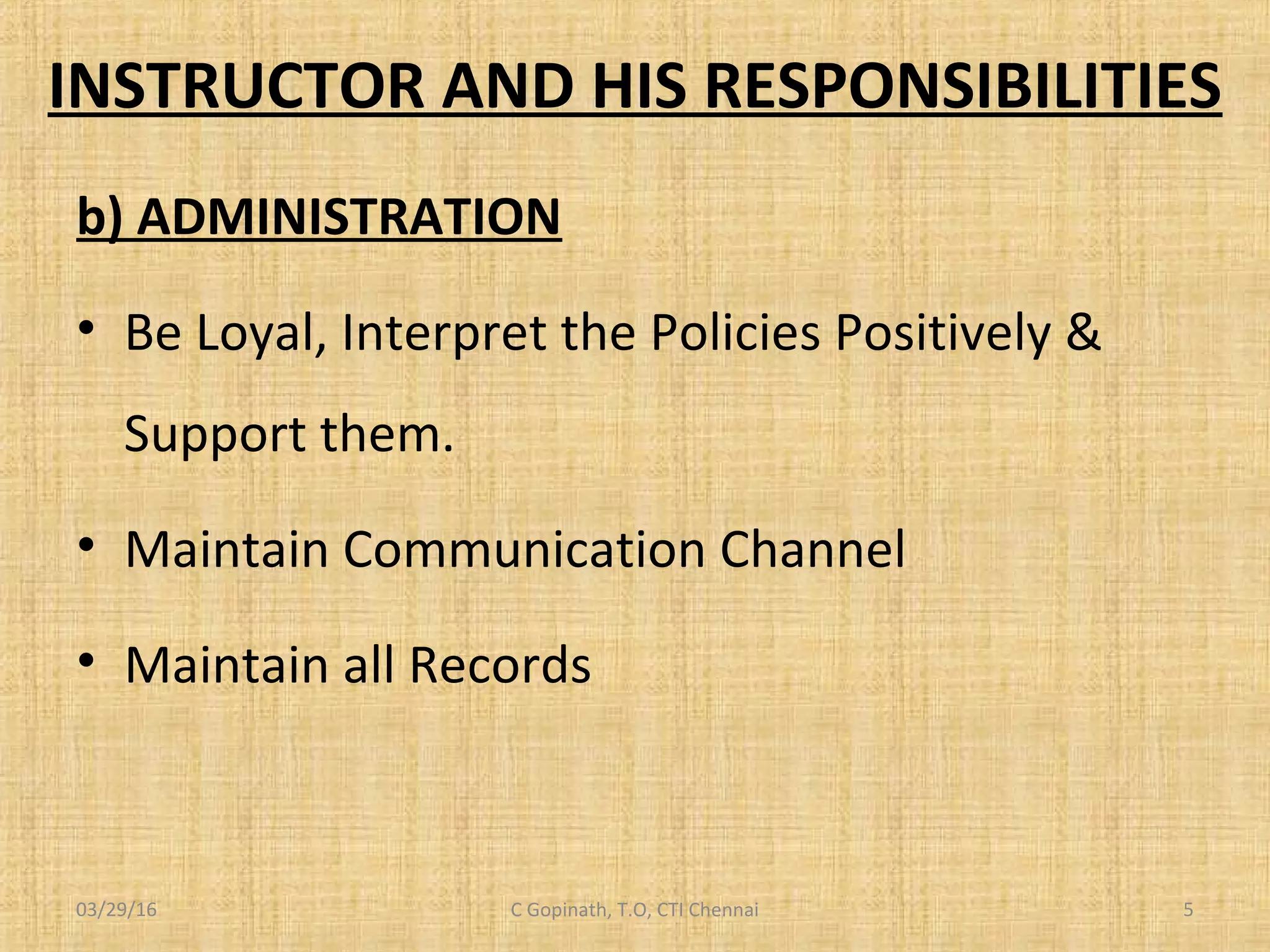 Instructor responsibilities | PPT
