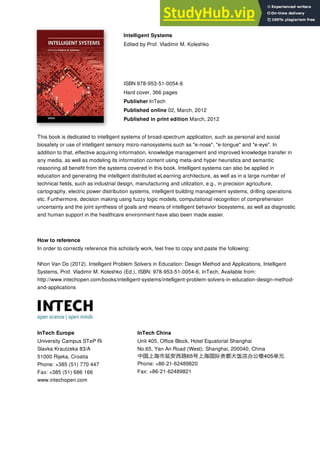 6 Intelligent Problem Solvers In Education Design Method And Applications | PDF